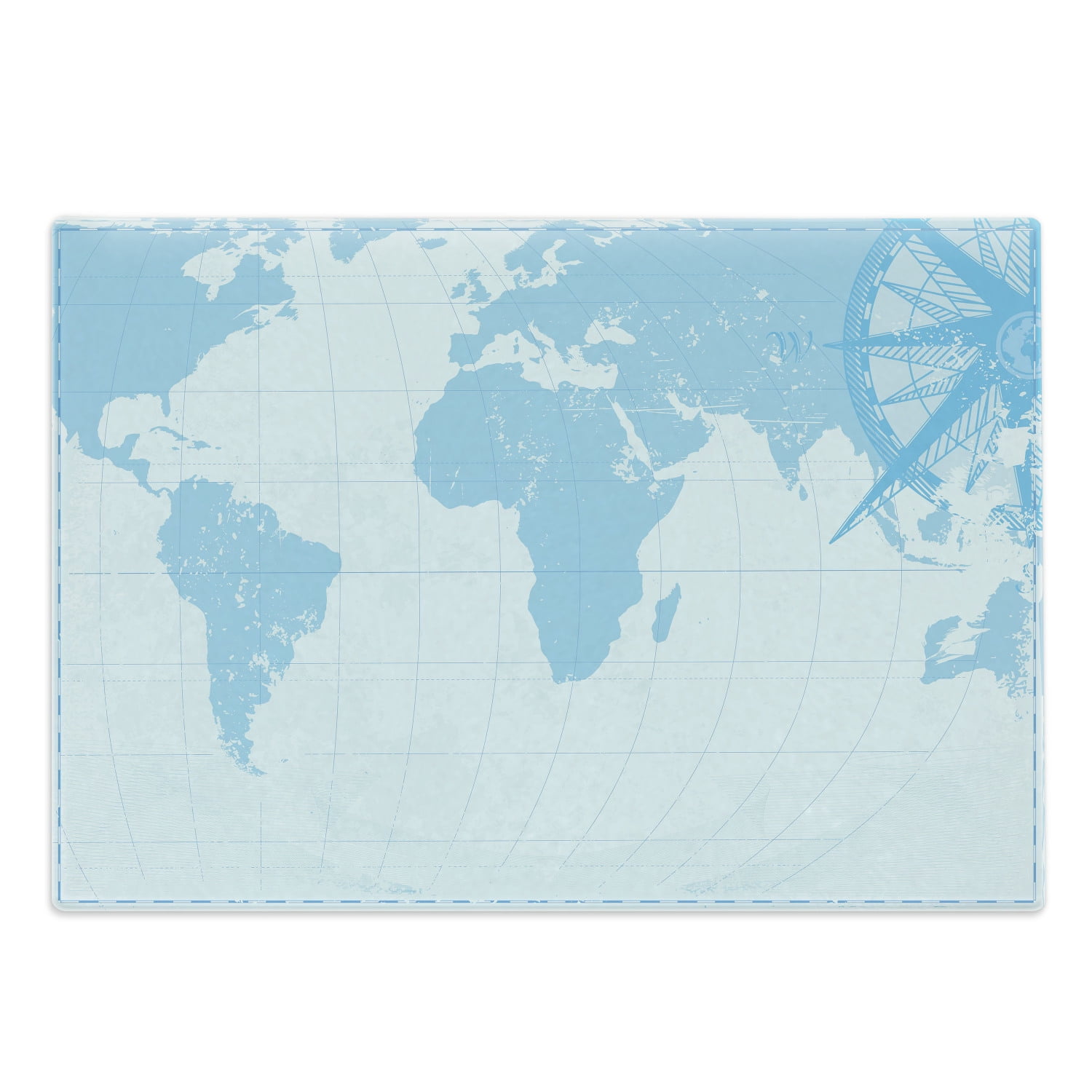 Map Cutting Board, Blue Grunge Background with Vintage World Map and ...