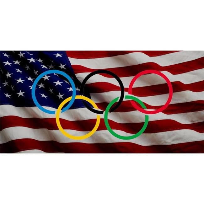 212 Main LPO2813 6 x 12 in. Olympic Rings on U.S. Flag Photo License ...
