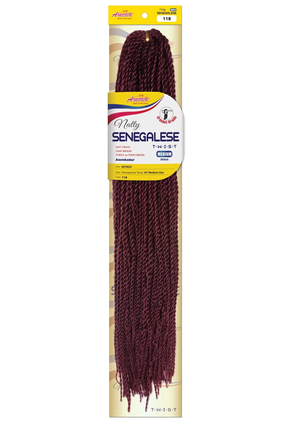 Natty Senegalese Twist (medium) 24" (1/100, 72strands) - Color T/RUBY ...
