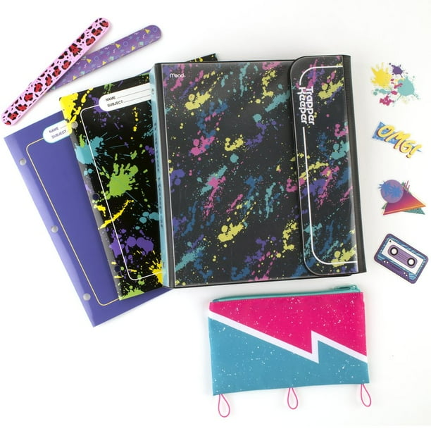 Mead Trapper Keeper Binder Bundle, 1" Round Rings, Paint Splatter ...