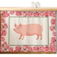 Farmhouse Pig Small Cabinet Curtains 11"W x 13"L, Country Pink Rose ...