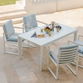 Outdoor Patio Dining Set of 5 with 60" Aluminum Rectangular Dining ...