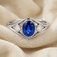 Blue Sapphire & Diamond Ring, Dainty Engagement Ring, Stackable Band ...