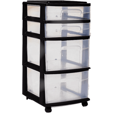IRIS 5-Drawer Narrow Plastic Storage Drawer Cart with Organizer Top ...