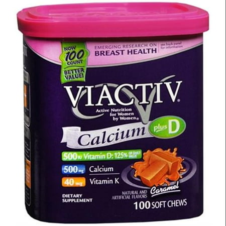 VIACTIV Calcium Plus D, Soft Chews, Caramel 100 EA (Pack of 2 ...