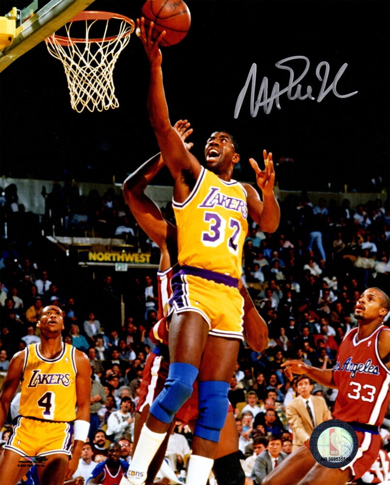 Magic Johnson Signed Los Angeles Lakers Lay Up 8x10 Photo - Walmart.com