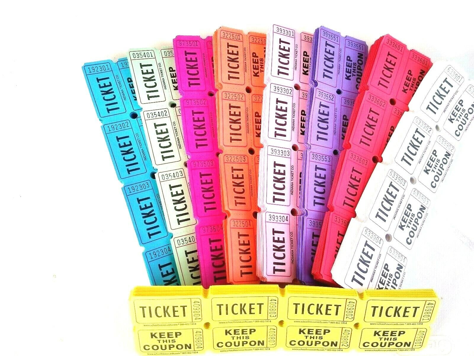 Raffle Tickets 100 Flat Double Stub 50/50 Keep This Coupon Carnival ...