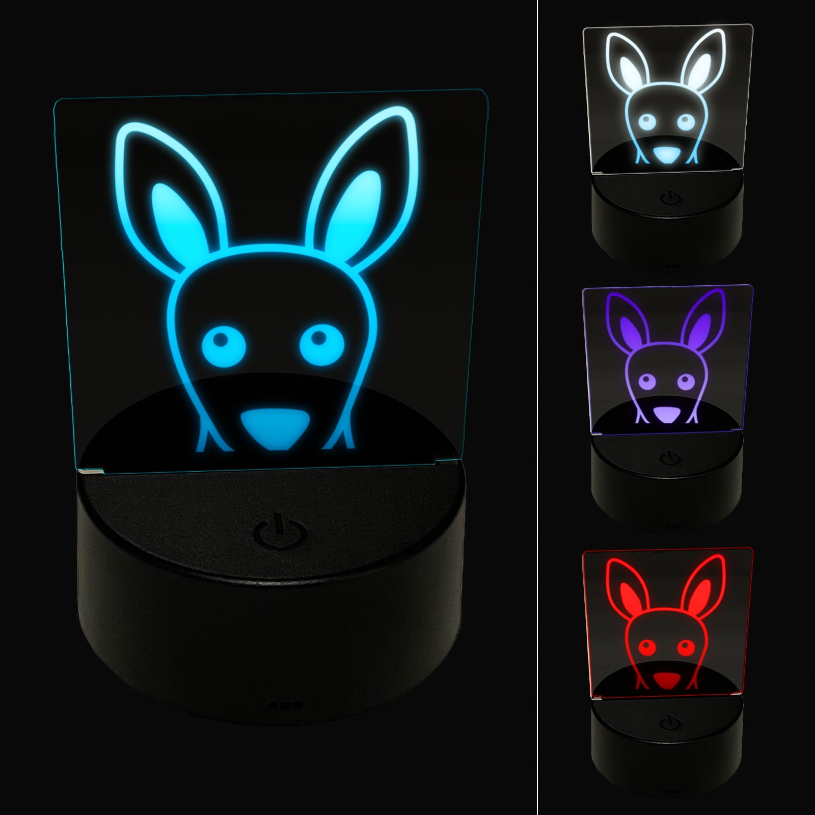 Peeking Kangaroo LED Night Light Sign 3D Illusion Desk Nightstand Lamp ...