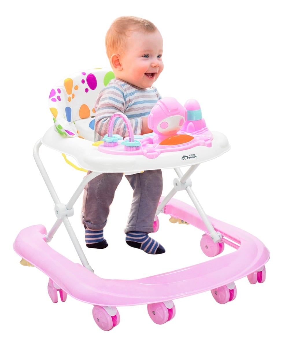 Andadera Bebe Sonidos Luces Rosa Little monkey 4 Posiciones De Altura ...