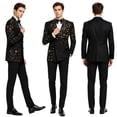 Beauty-Emily Men's Double Breasted Suit Set, Gold Foil Metallic Print ...