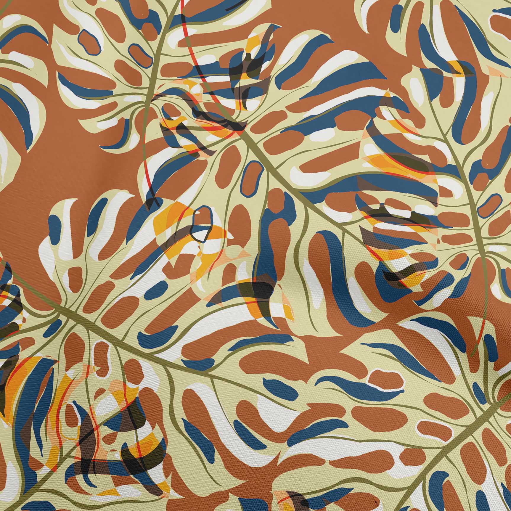 Click here for Oneoone Viscose Jersey Brown Fabric Tropical Leaf... prices