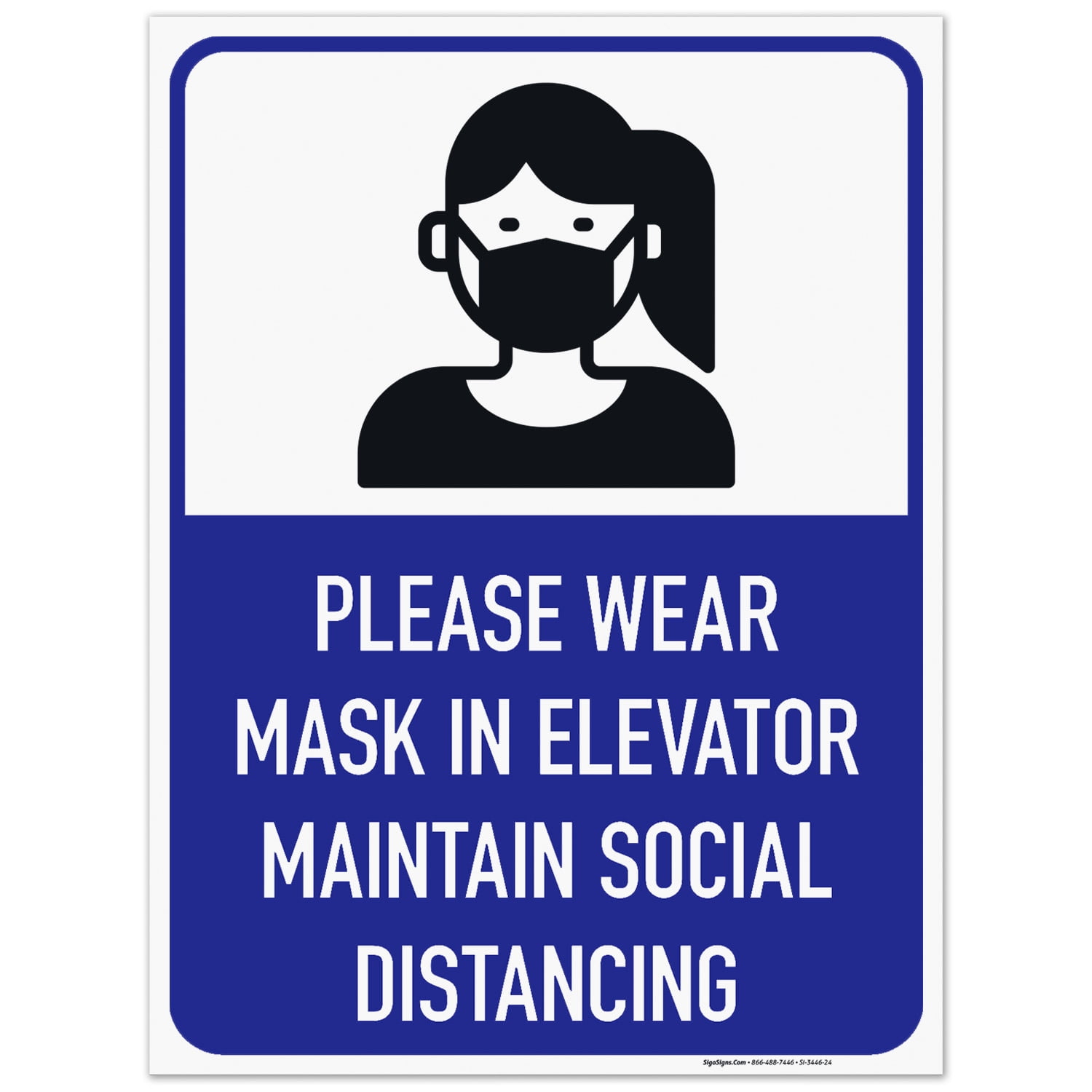 Face Covering Sign, Please Wear Mask In Elevator, Social Distancing ...