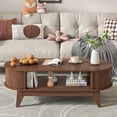 Fluted Coffee Table with Storage, Modern Coffee Tables, Wood Accent ...