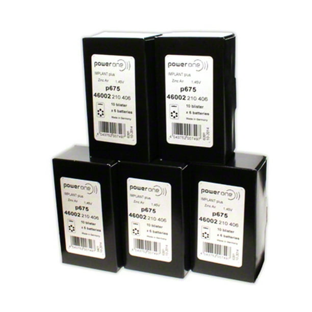 Power One Cochlear Implant 675 Batteries! 5, 60-Packs, Total 300 ...