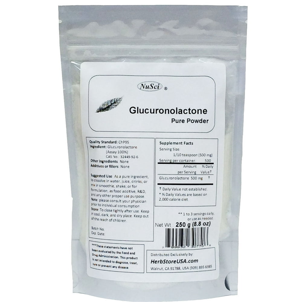 NuSci Pure Glucuronolactone Powder Alertness and Energy 250 grams (8.8 ...