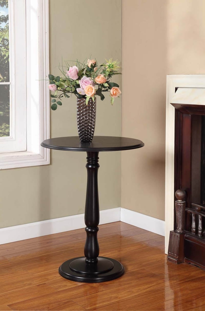 Black Wood 14-Inch Round Accent Side Plant Stand Display Table ...