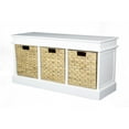 20" White MDF and Rattan Storage Bench with 3 Baskets - Walmart.com