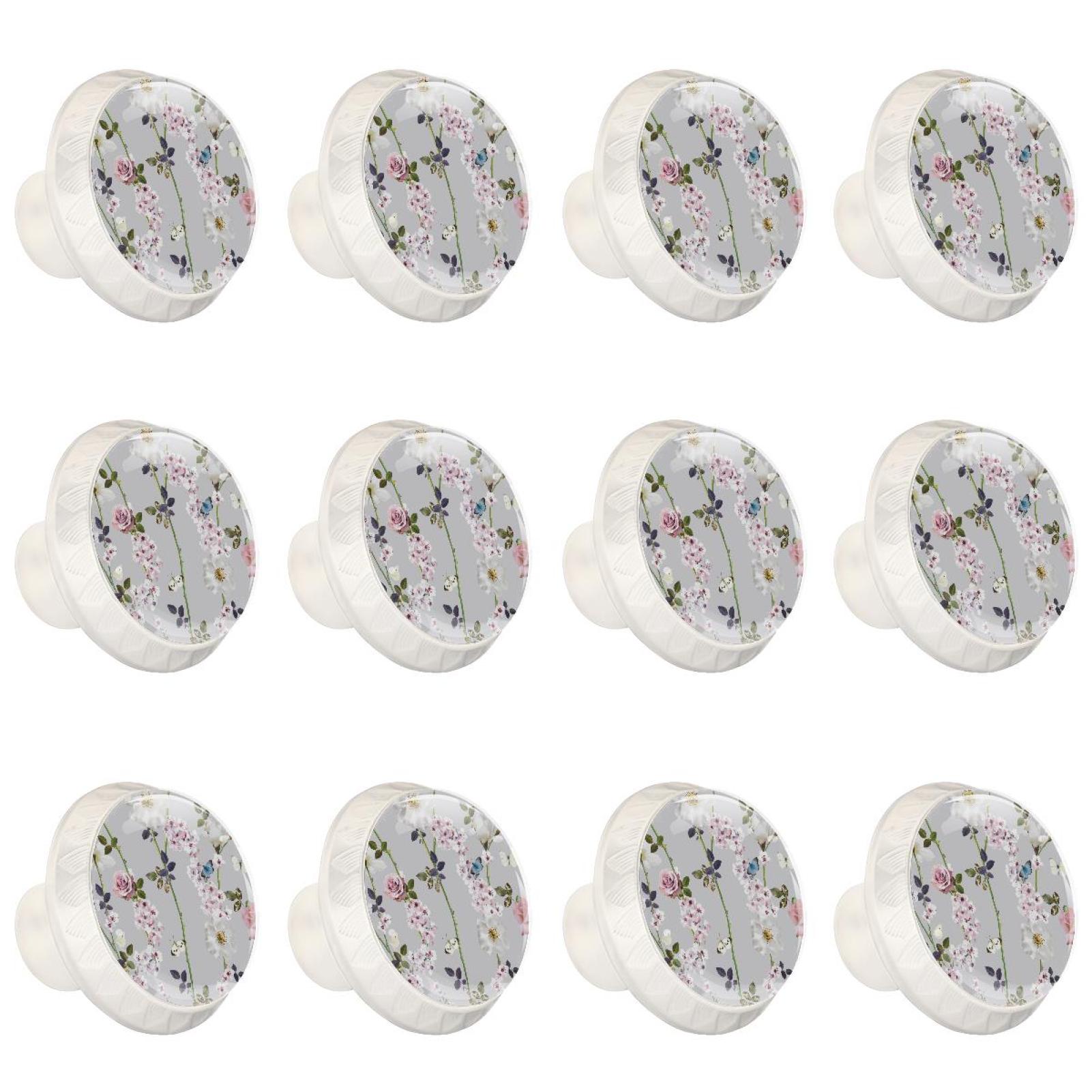 12 Pcs Blooming Roses Knobs for Kitchen Cabinet Cupboard Dresser Bookcase Drawer Pulls Handles ...