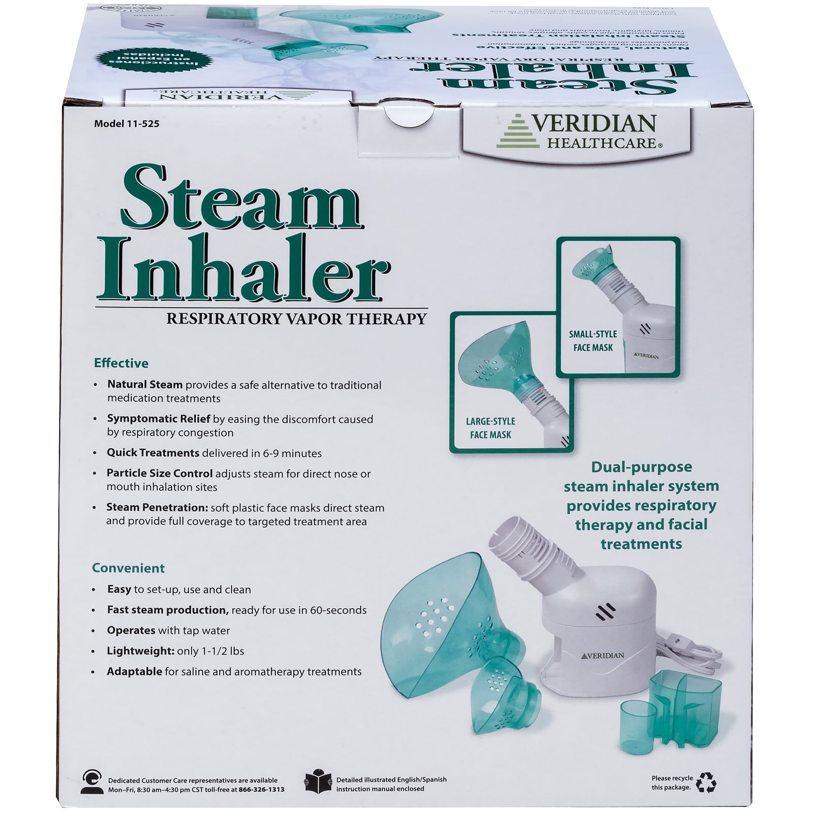 Buy Veridian Healthcare Steam Inhaler Respiratory Vapor Therapy | Sinus ...