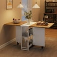 Folding Dining Table with Drop Leaf and 2 Storage Shelf, Collapsible ...