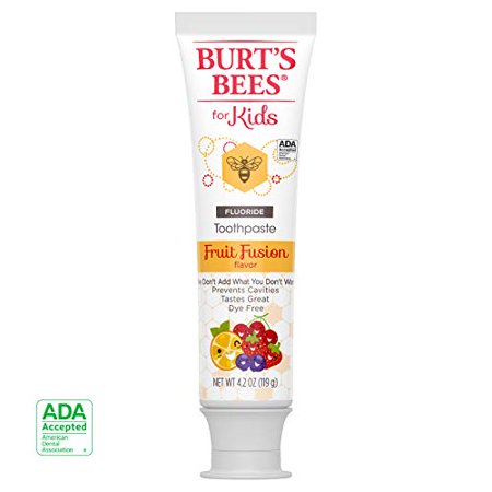 Burt's Bees Kids Toothpaste, Natural Flavor with Fluoride, Fruit Fusion ...