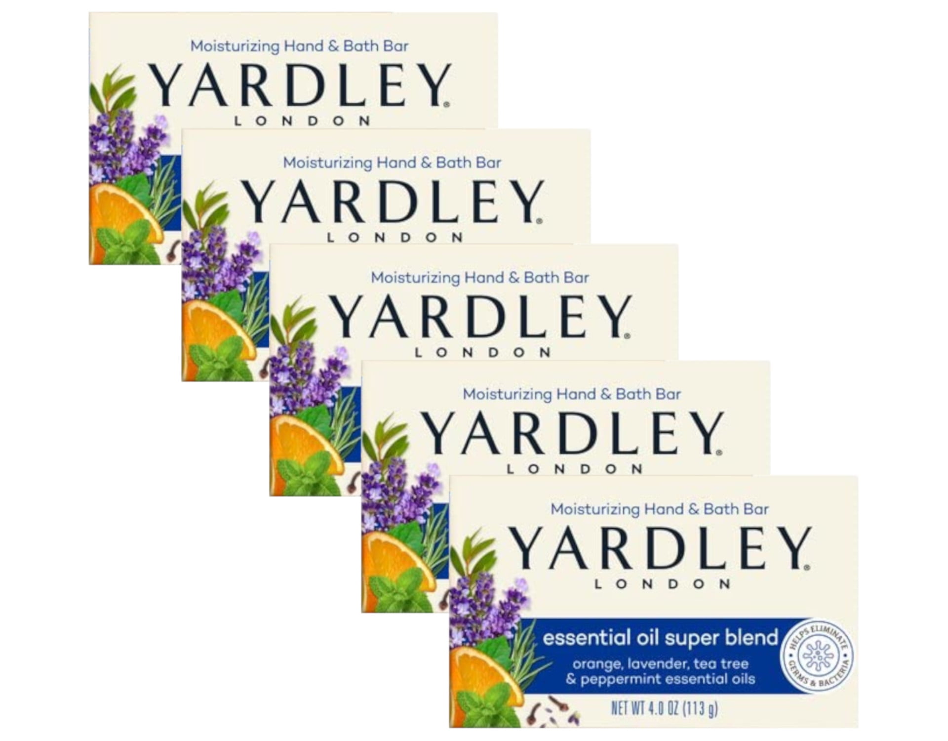 Yardley London Moisturizing Hand & Bath Bar, Essential Oil Super Blend ...