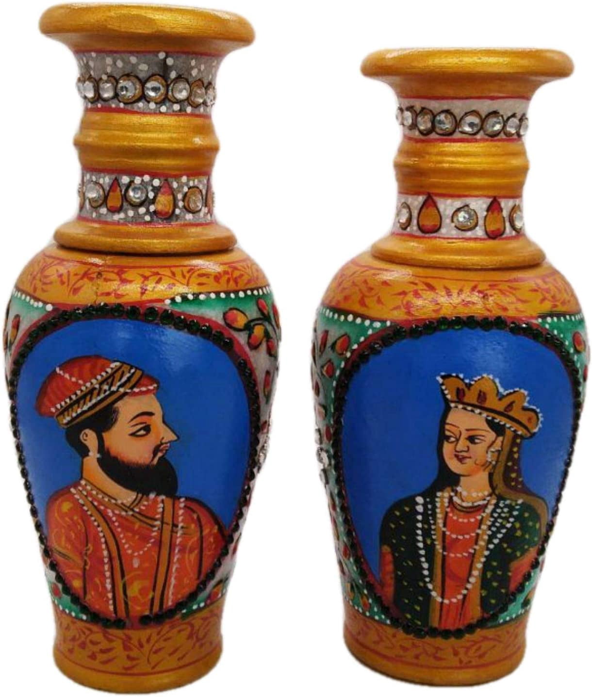 India Meets India Handicraft Flower Vase Set of 2 with Antique Mughal ...