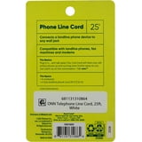 onn. 25ft. Telephone, Modem and Fax Line Cord, White, 100010004 ...