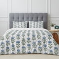 Blue Floral Twin Duvet Cover Set, Country Watercolor Pastoral Classic ...