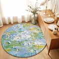 Abstract Geometric Washable Round Area Rug 8 ft, Yellow Blue Green Oil ...