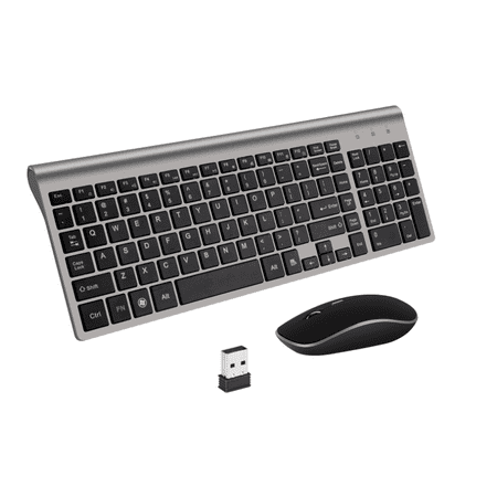 Wireless Keyboard Mouse Combo, Compact Full Size Wireless Keyboard and ...