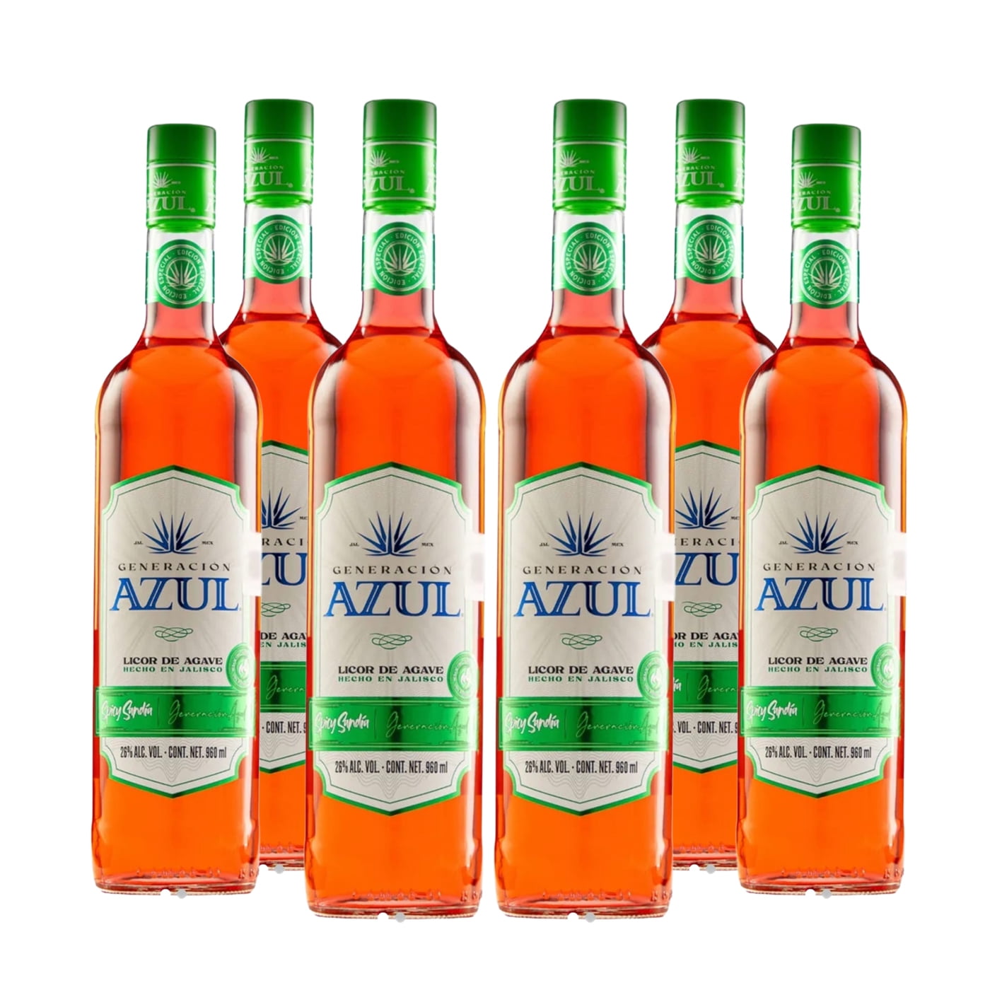 Six Pack Licor de Agave Generación Azul Spicy Sandía 960 Ml Generación ...
