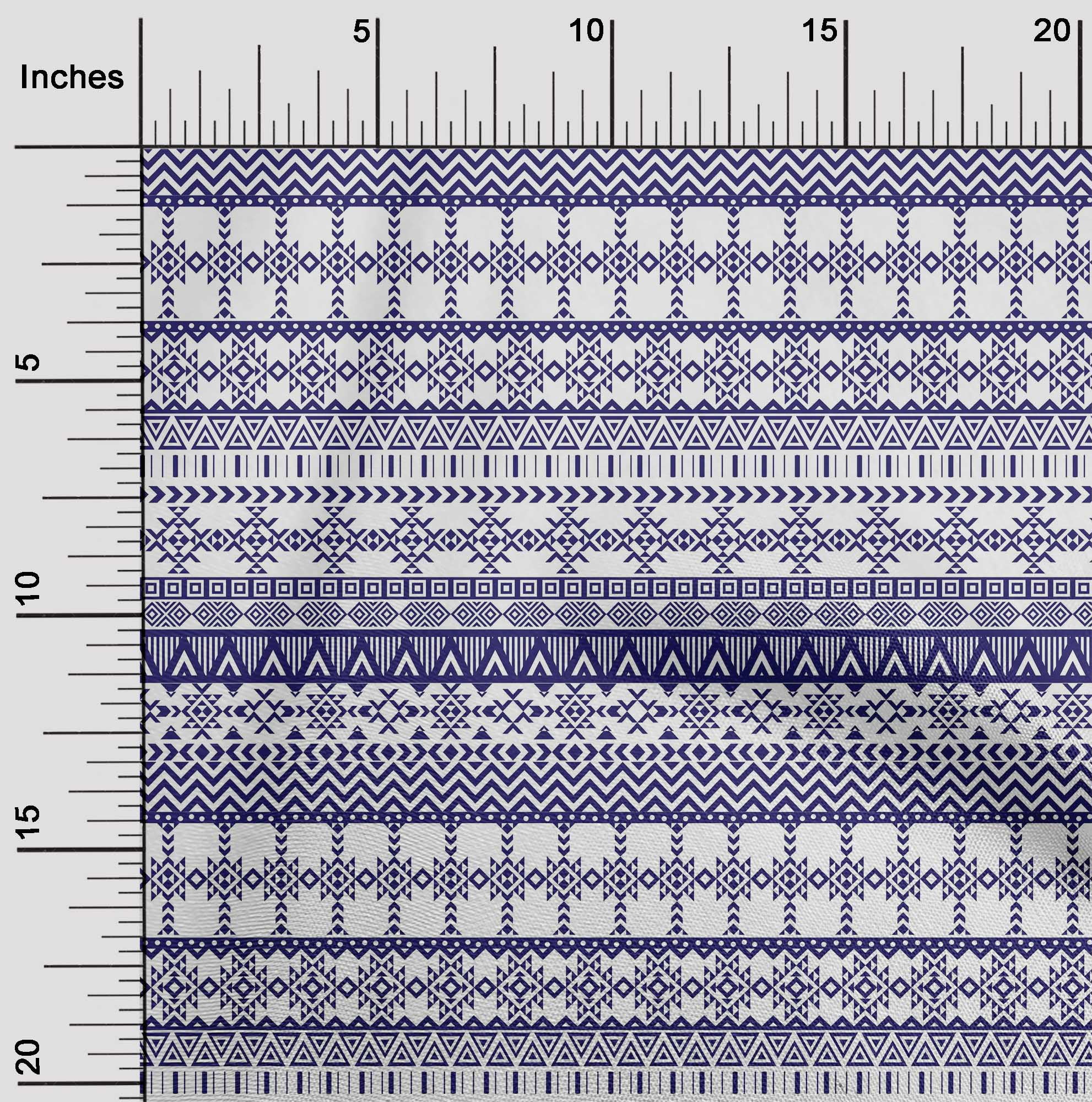 oneOone Silk Tabby Dark Blue Fabric Aztec Tribal Sewing Material Print ...