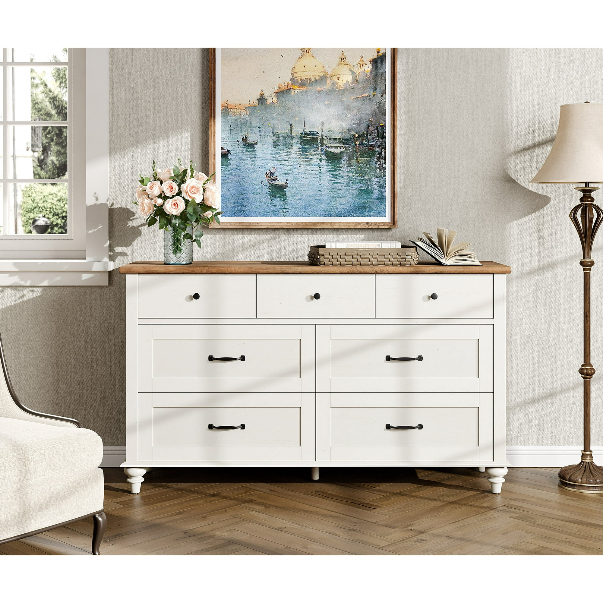 Click here for Wampat 7-Drawer Dresser - Wide Wooden Chest Of Dra... prices