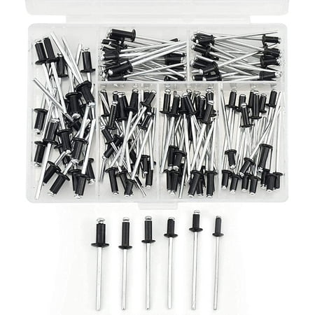 YERDGARY 120 Pieces Black Blind Rivet Kit, M2.4/ M3.0/ M3.2/ M4 ...