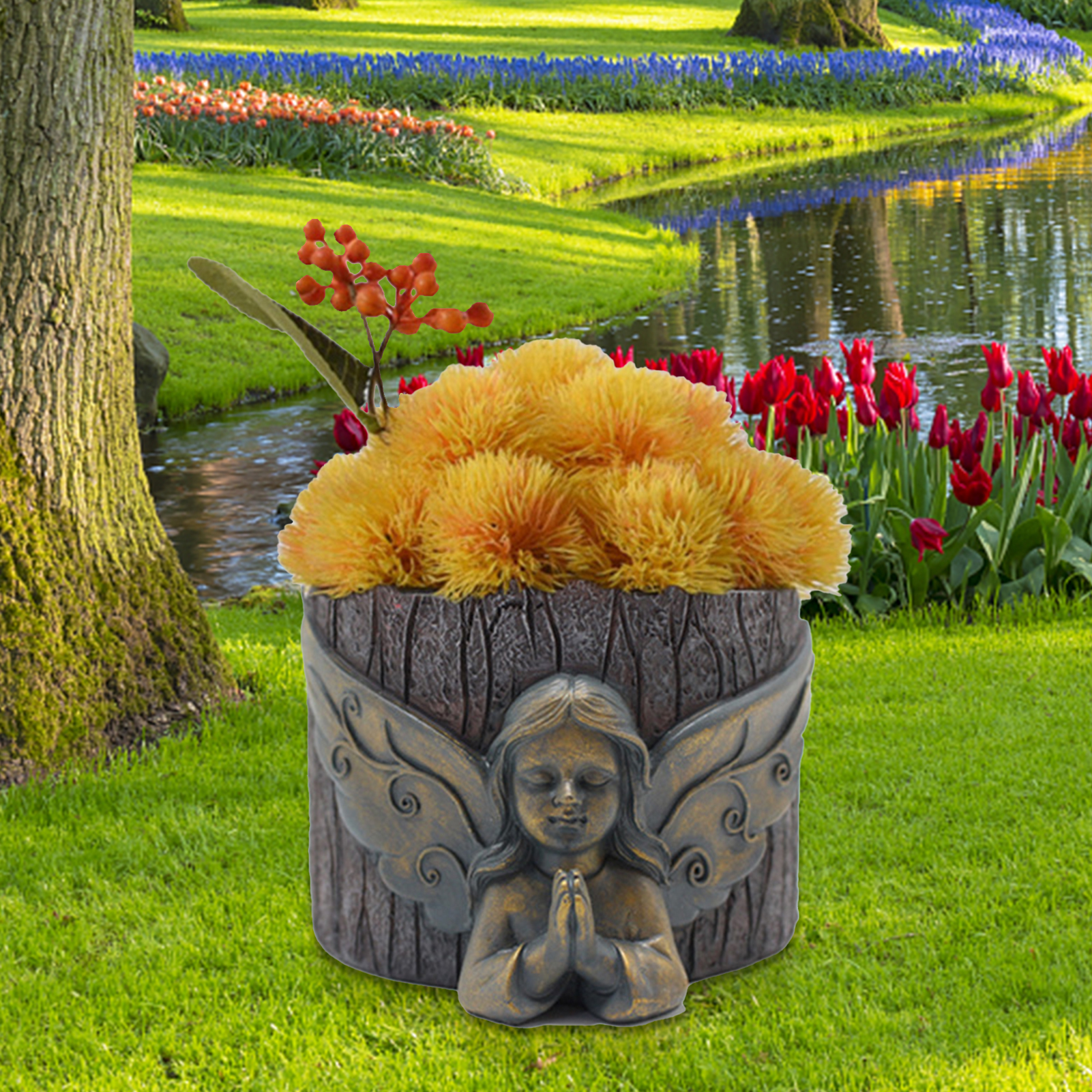 SPRING PARK Flowerpot Angel Planter Resin Succulent Plants Garden ...