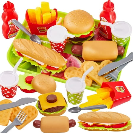 JOYWEI Kids Kitchen Toys Food Toy Cooking Hamburger Educational Set ...