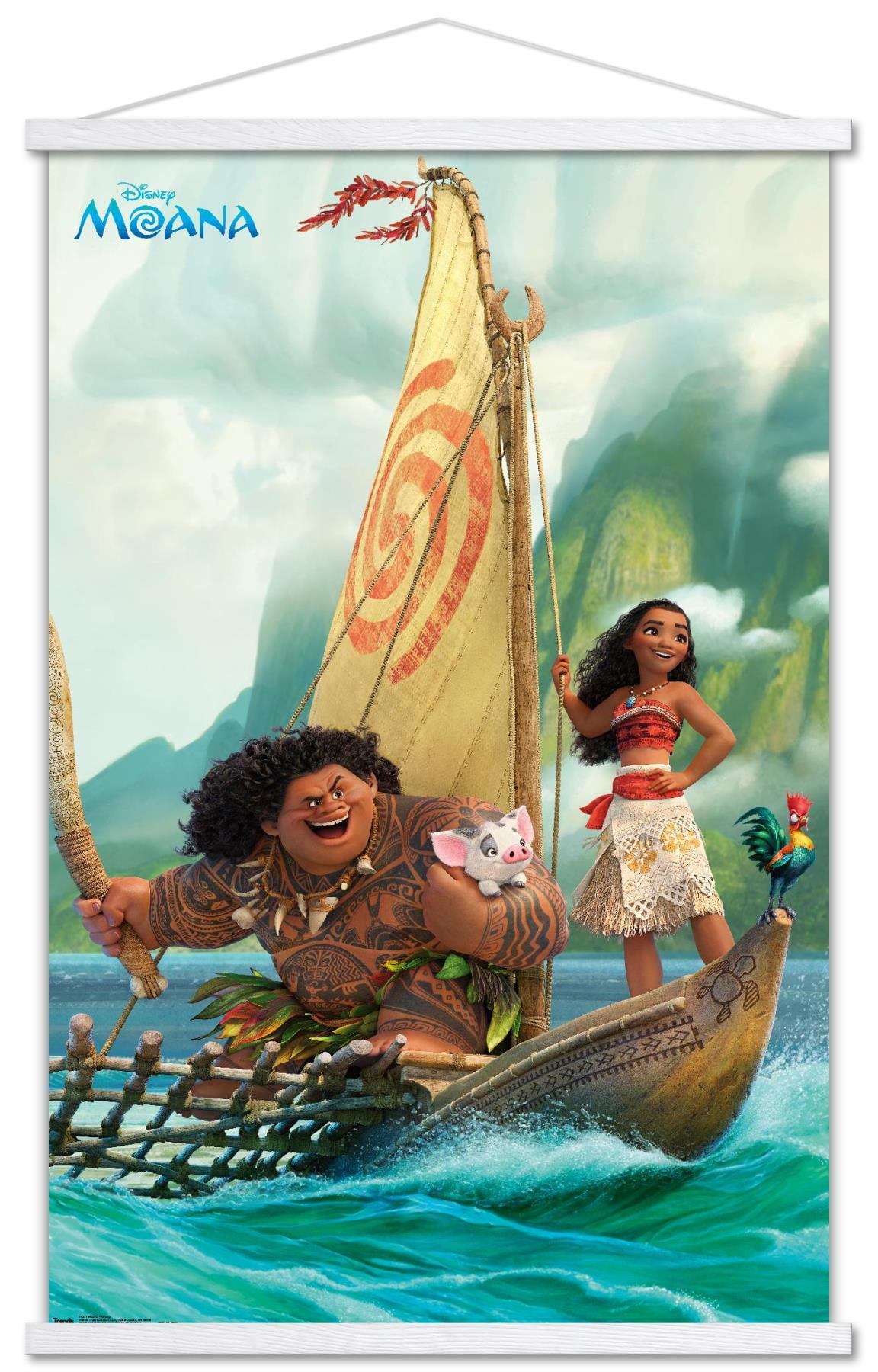 Disney Moana - Group Wall Poster with Wooden Magnetic Frame, 22.375" x ...