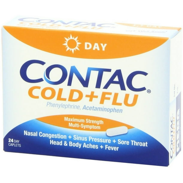 Contac Cold + Flu Non Drowsy Day Maximum Strength Caplets 24 ea ...