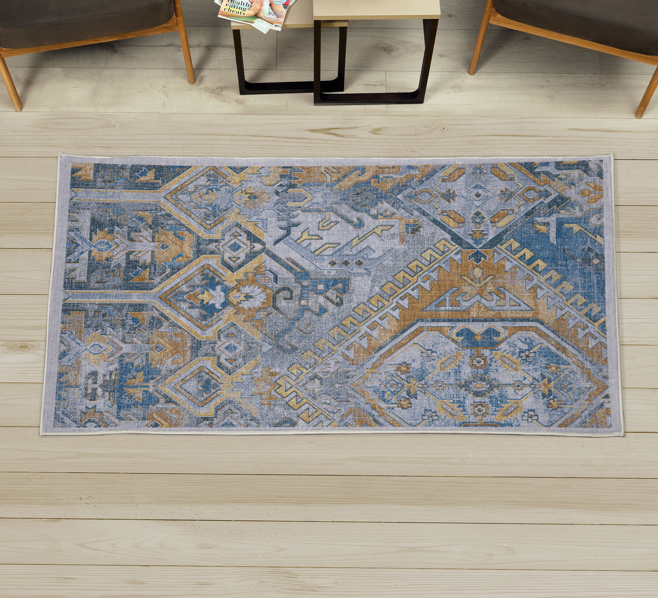 Ethnic Decorative Rug, Grunge Themed Abstract Artwork of Traditional ...