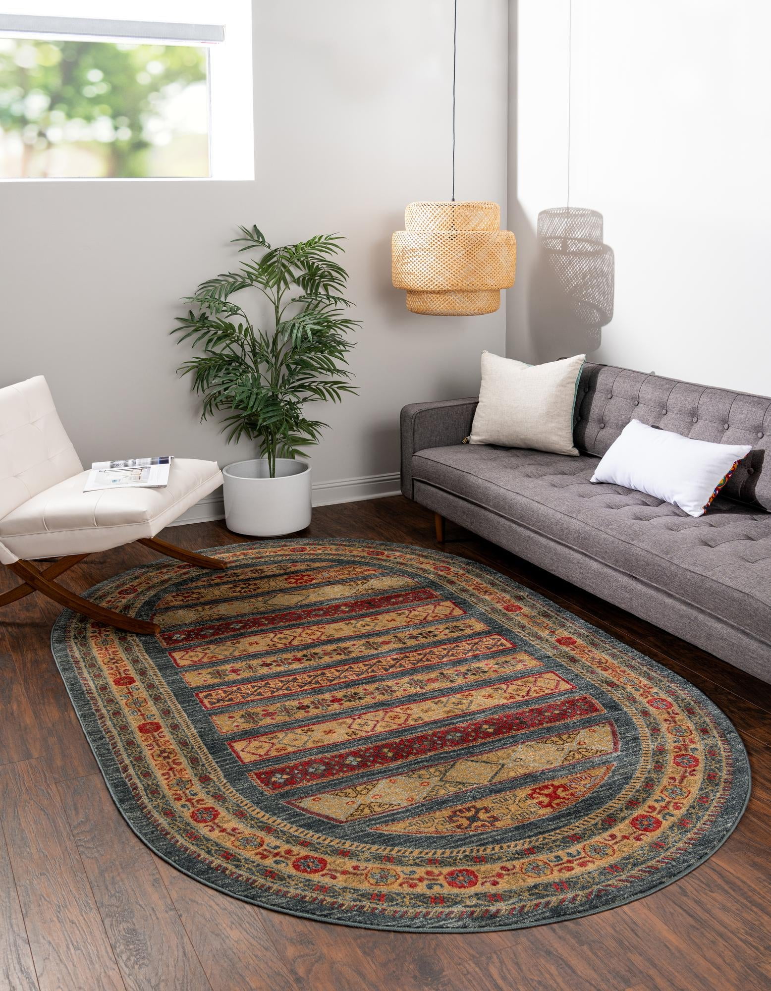 Rugs.com Kashkuli Gabbeh Collection Rug – 4' x 6' Oval Blue Medium Rug ...