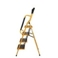 LINJH 4 Step Stool Ladder Foldable Safety Padded Handrails w/ Tool Bag ...