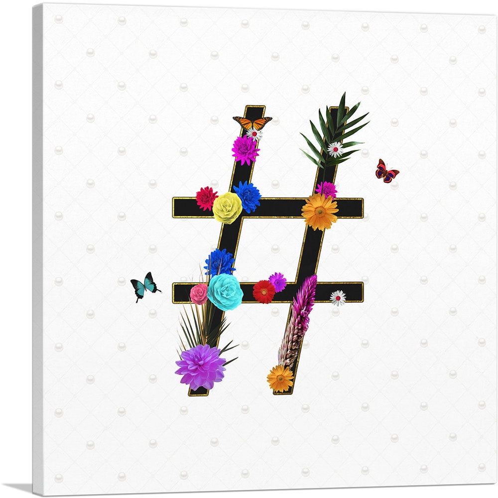 ARTCANVAS Flower Plant Butterfly Alphabet Number Sign Hash Tag Pound ...