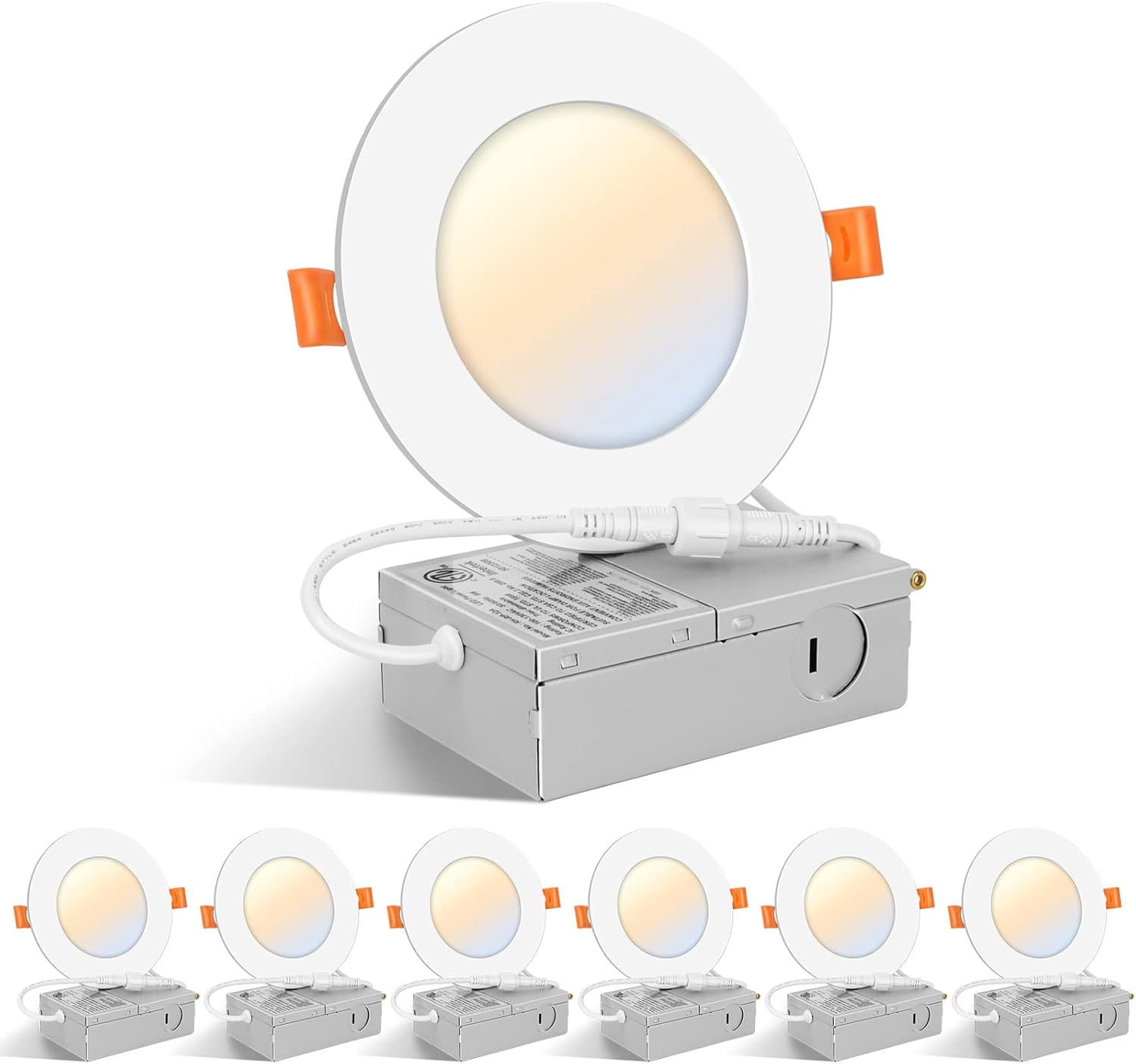 AIR-6 Pack 4inch 5CCT LED Recessed Slim Pot Lights,780LM 10W 2700K ...