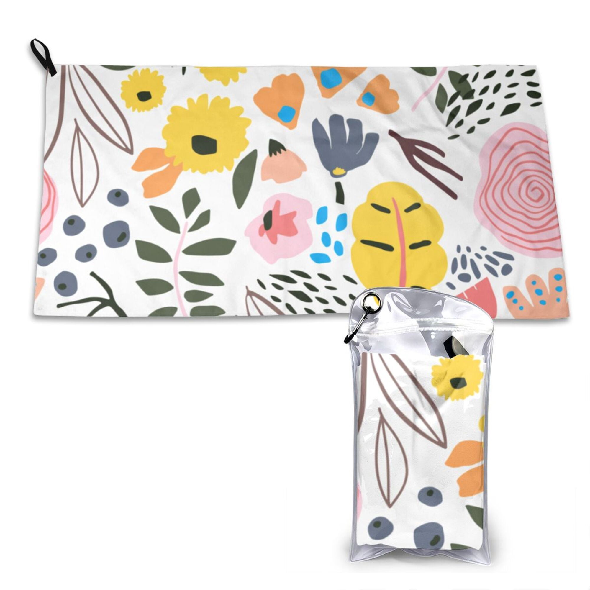 YFYANG Adult Microfiber Portable Travel Towel, Watercolor Flower Doodle ...