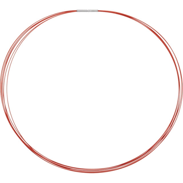 Stainless Steel/Orange-Coated 7-Strand Cable 16" Chain with 14K White ...