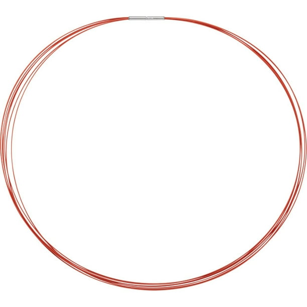 Stainless Steel/Orange-Coated 7-Strand Cable 16" Chain with 14K White ...
