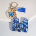 1pc of Car Keychain, Blue Butterfly Tassel A-Z Initial Keyring, a ...