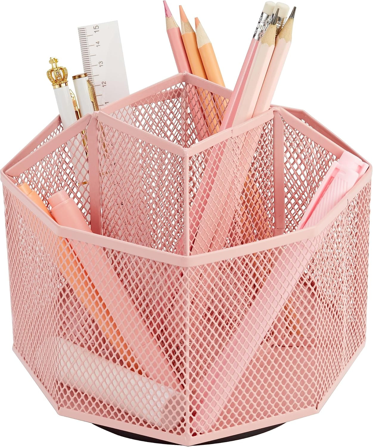 shiyou-Mesh Desk Organizer Rotate with 5 Compartments Spinning Tidy ...