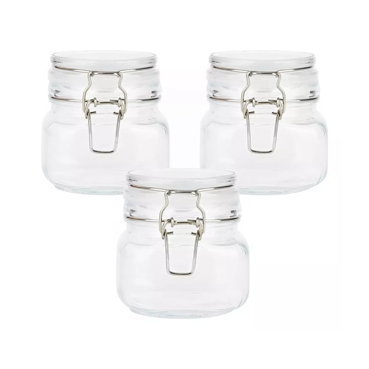 Set 3 Piezas Contenedor Vidrio Hermetico Tapa Clip 500 Ml Drink Lab ...